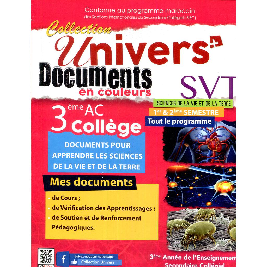 Univers plus SVT 3AC - Documents en couleurs | ALMOUGGAR.COM