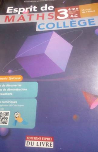 Esprit de Maths 3ème année collège - Manuel | ALMOUGGAR.COM